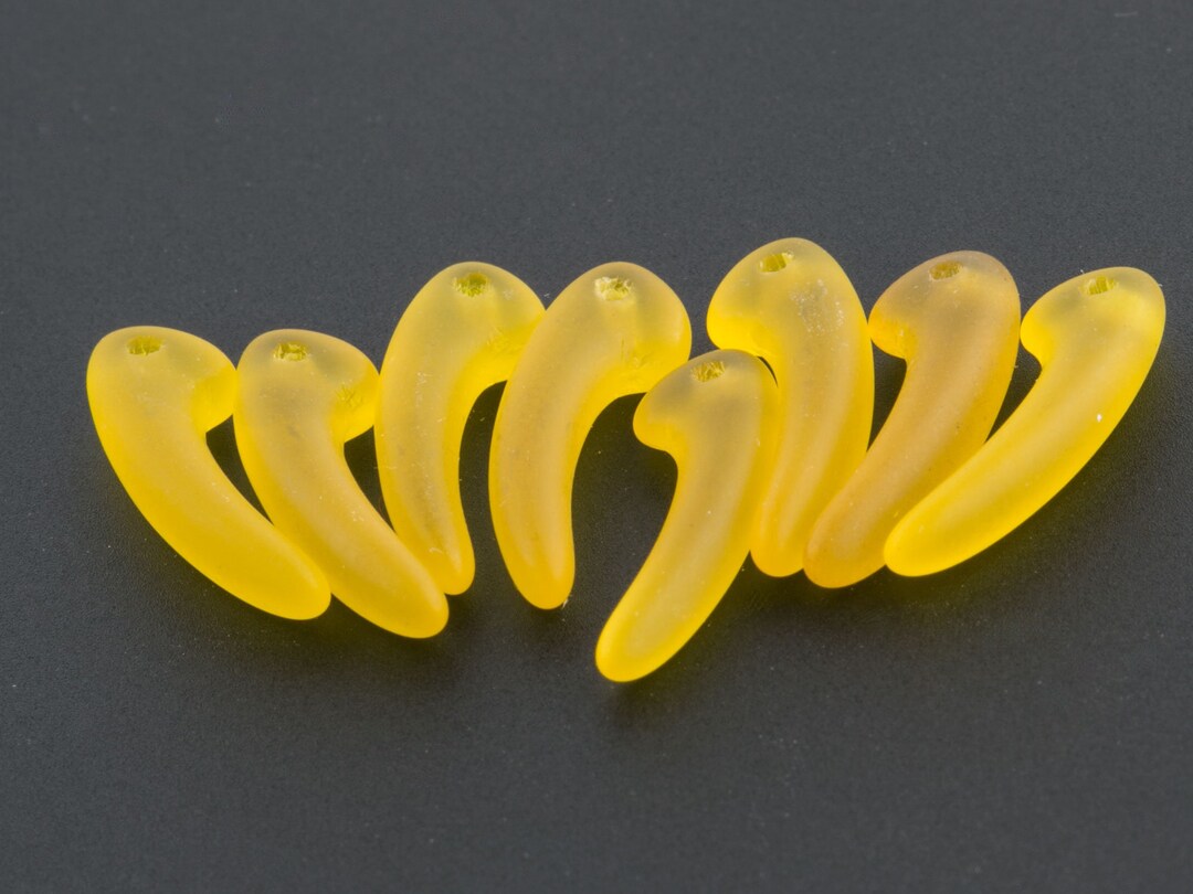 Vintage 1930s Czechoslovakian Tooth-shaped Beads. Matte Dark Yellow ...