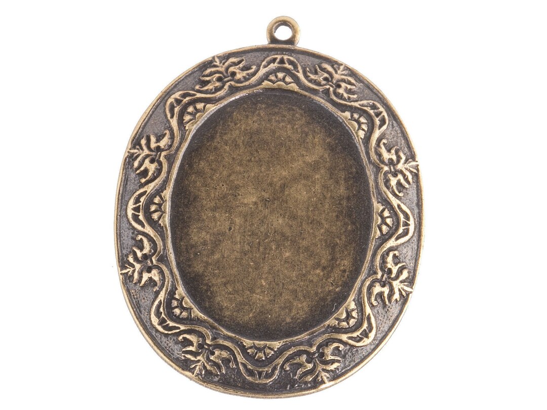 Brass Pendant Solid Back Setting for 24x19mm Cabochon. Pkg. of 1. B9 ...