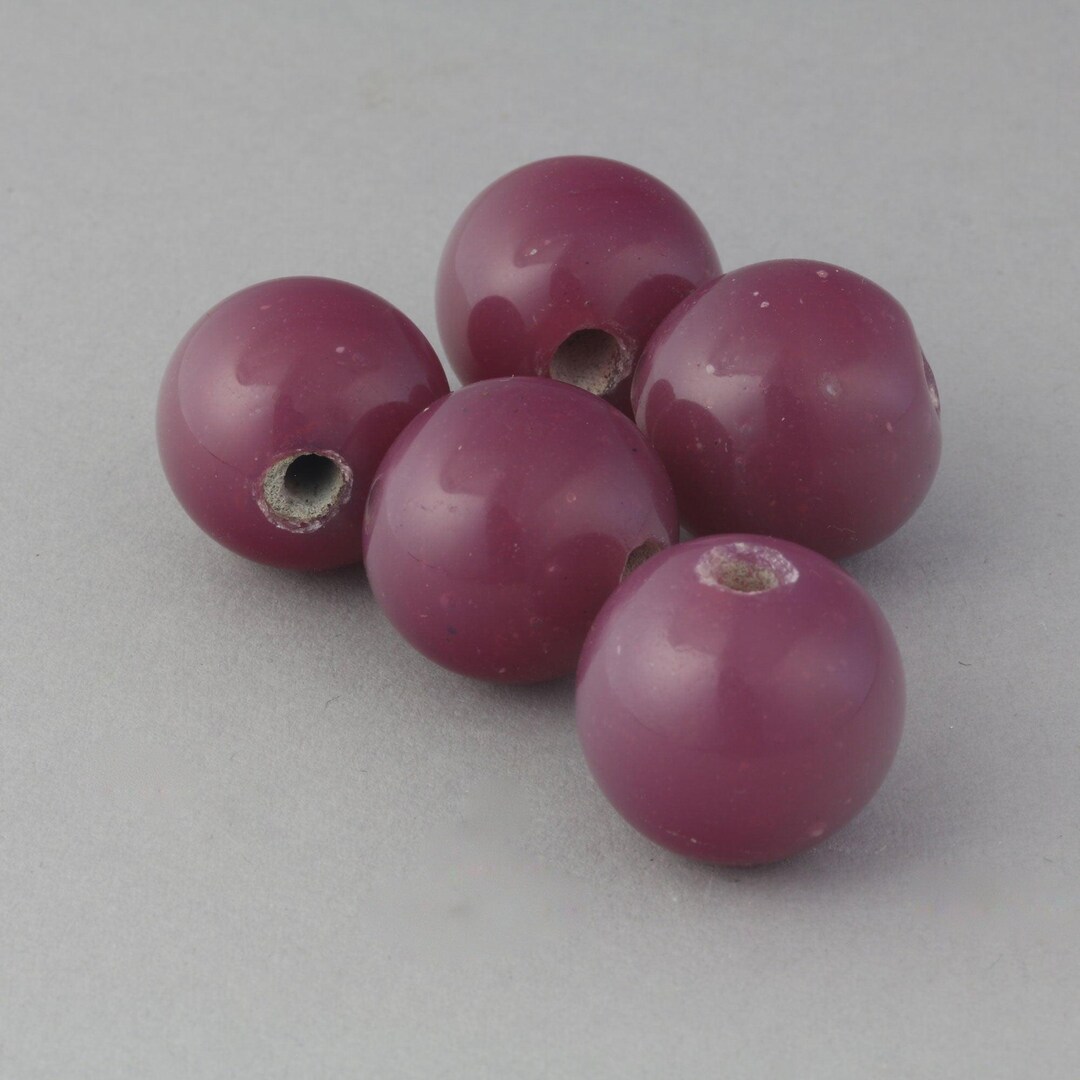 Old Chinese Opaque Mauve Color Wound Glass Bead. 20-21mm. Pkg.1. B11-pp ...