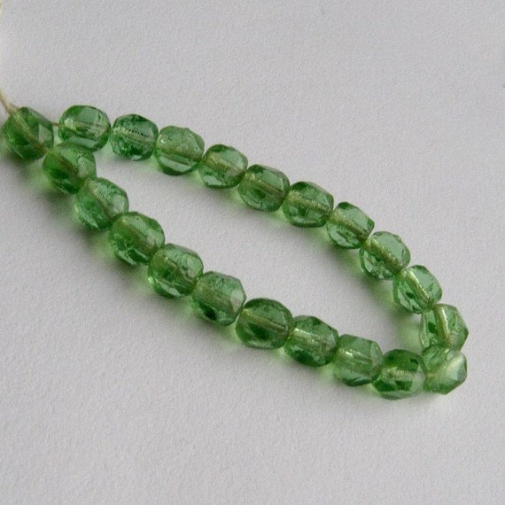 Vintage Transparent Spring Green English Cut Glass Beads - Etsy