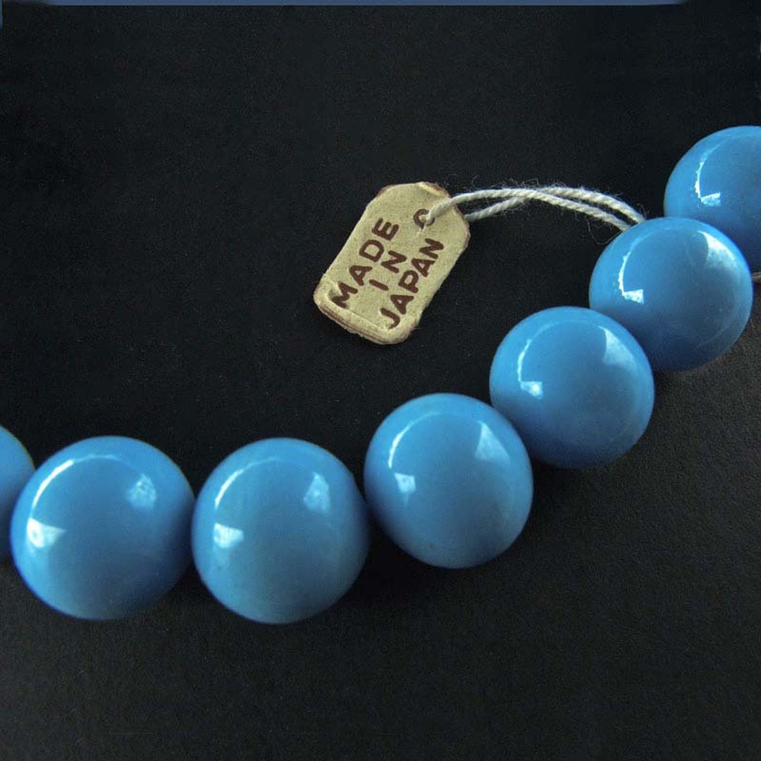 Vintage Opaque Turquoise Glass Rounds Japan, 10mm. Pkg of 8. B11-bl ...