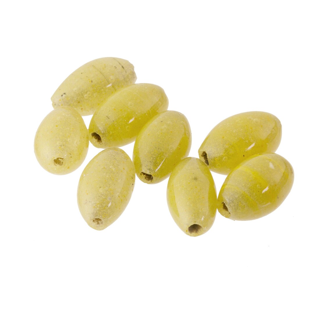 Chinese Wound Glass Oval Beads in an Opaque Light Yellow. Hand Made ...