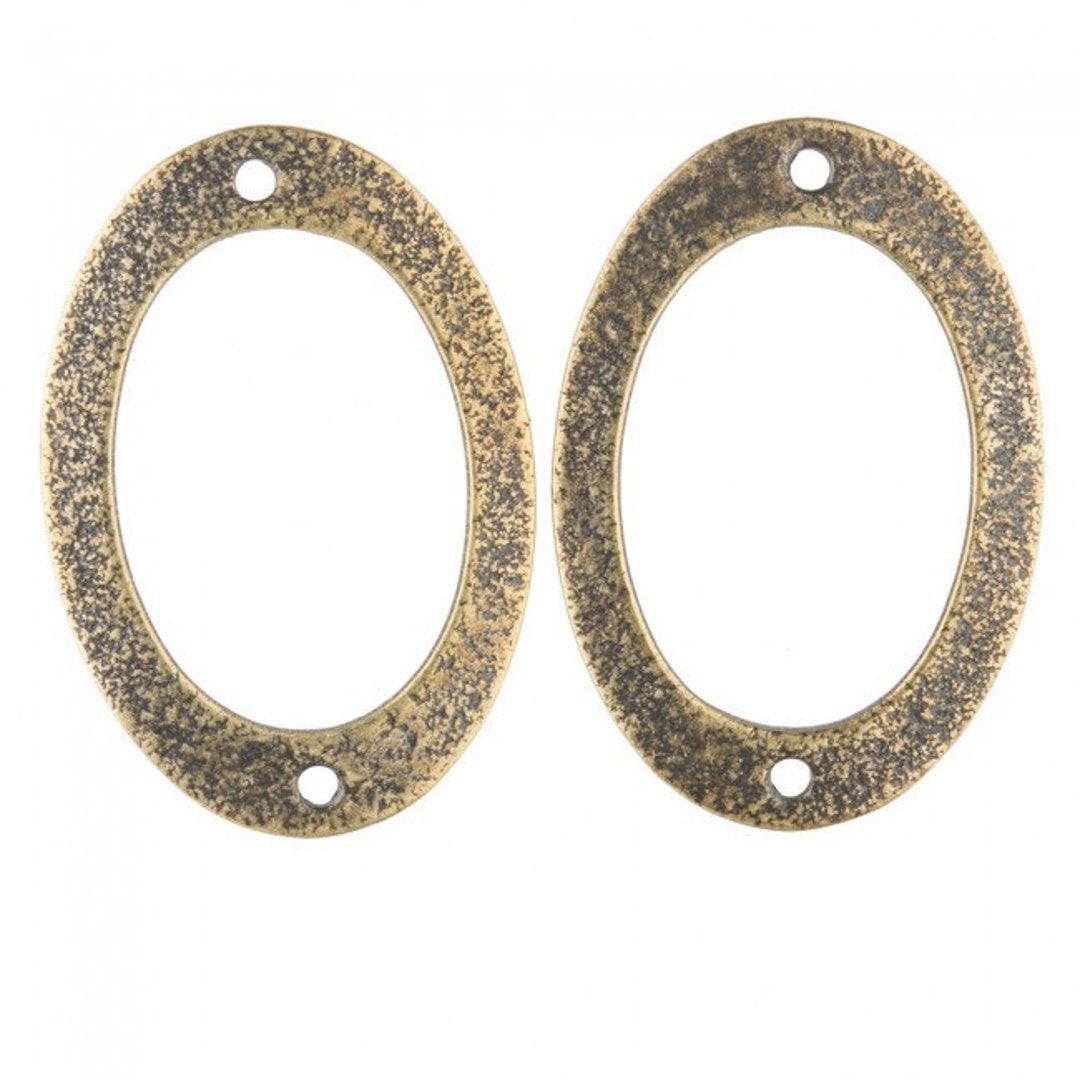 Oval Ring, 2-hole Brass Connector, Hammer Textured & Oxidized 22x26mm ...