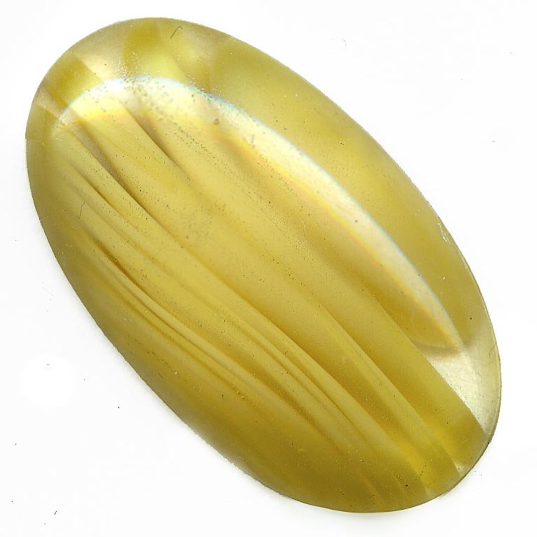 Antique Yellow Satin Glass Cabochon, Early 20th Century, Gablonz ...