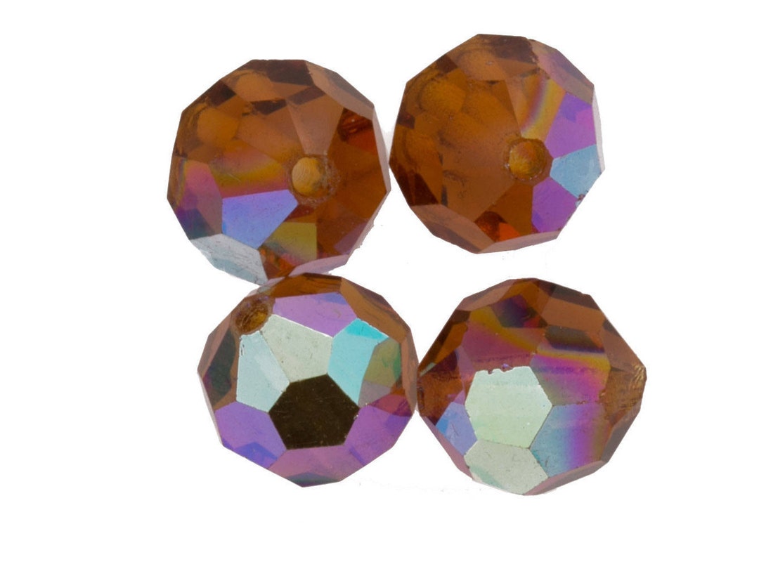 Vintage Czech Madeira Cut Crystal Round Glass Beads. 10mm Pkg of 4. B11 ...