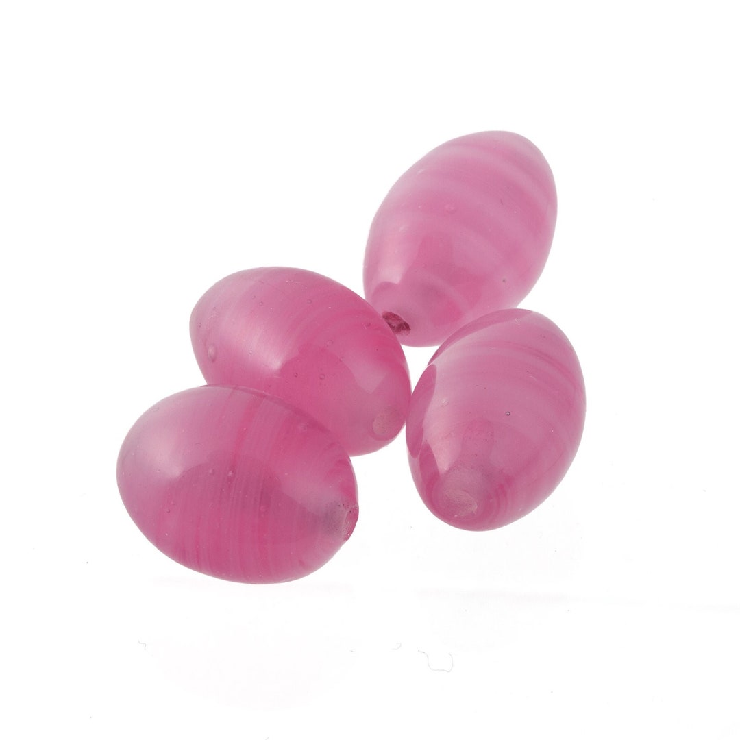 Vintage Chinese Wound Glass Oval Bead in a Translucent Intense Pink ...