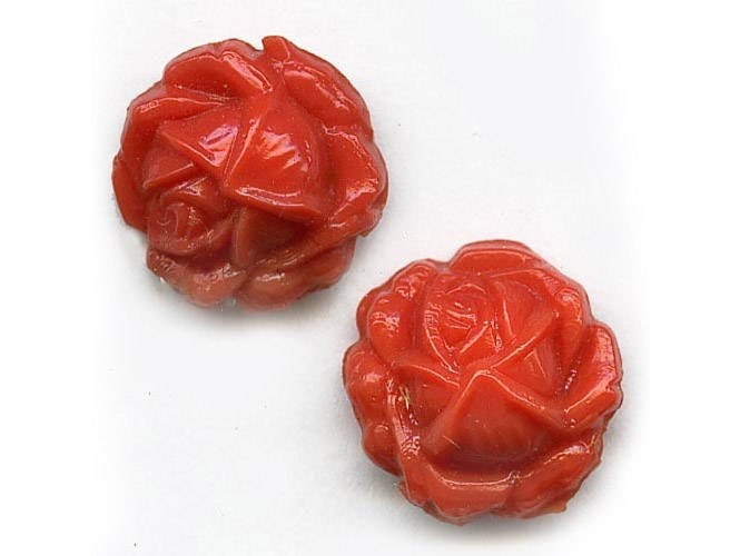 Vintage Molded Coral Glass Rose Stone 20mm Pkg of 1. B5-577-2 - Etsy
