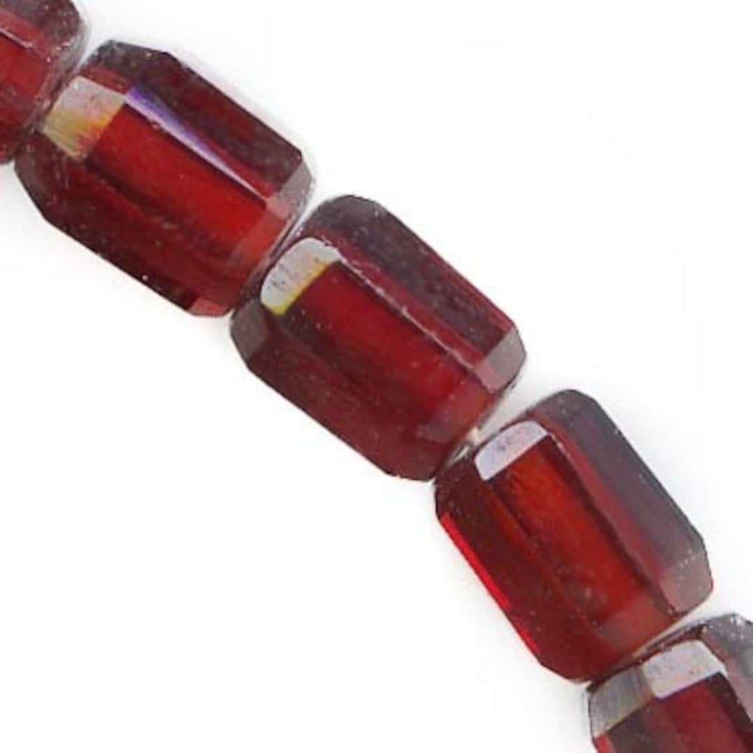 Old Czech Garnet Glass 6 Sided Glass Cylinders 6.5mm Strand of 25. B11 ...
