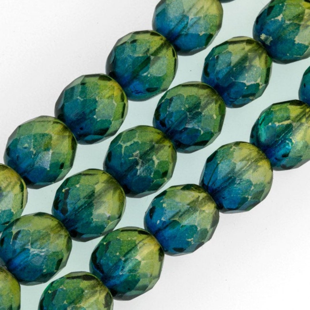 Fire Polished 10mm Two-tone Faceted Glass Rounds. Contemporary Czech ...