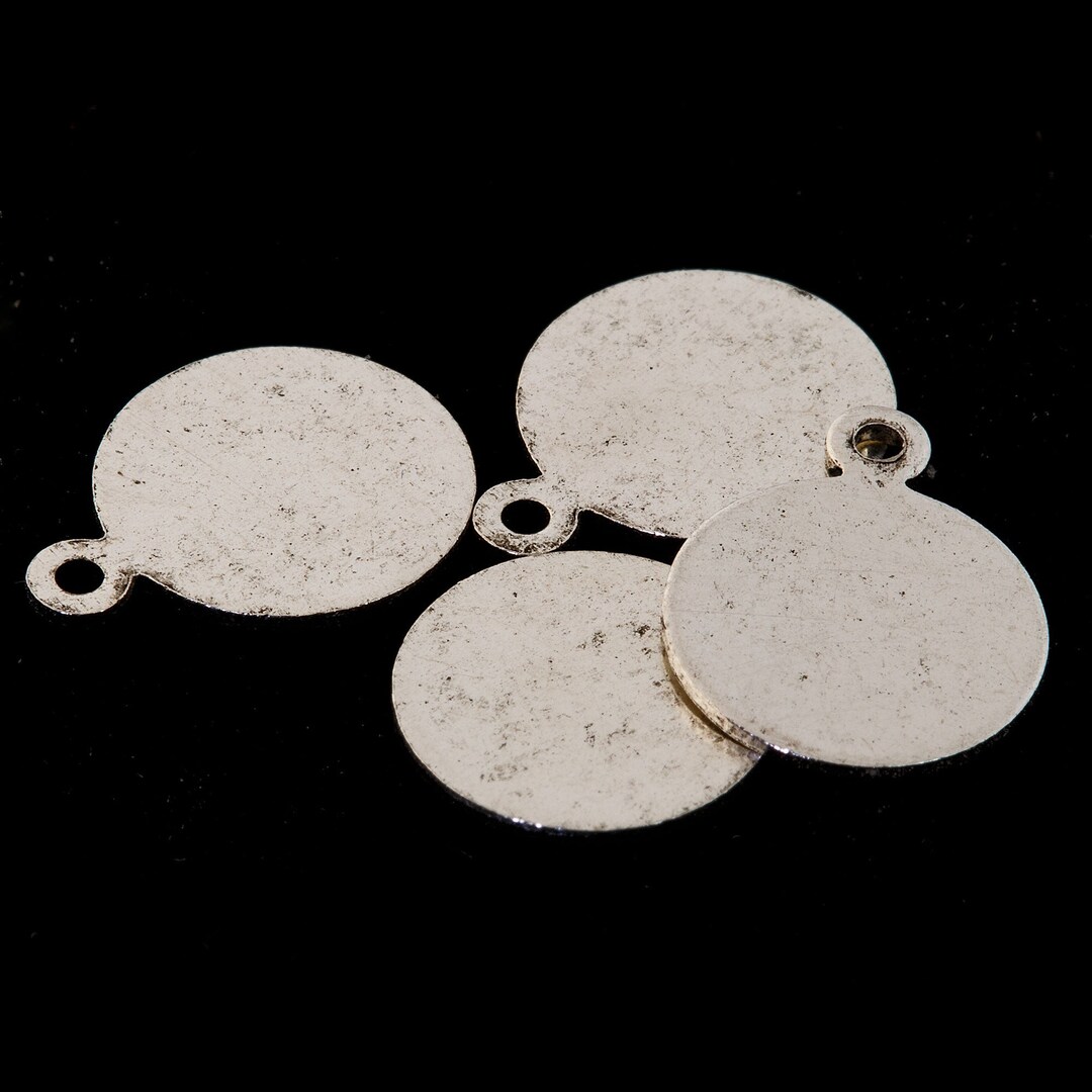 Silver Plated Brass Round Tabs With Ring. Glue Tab for Stones or ...