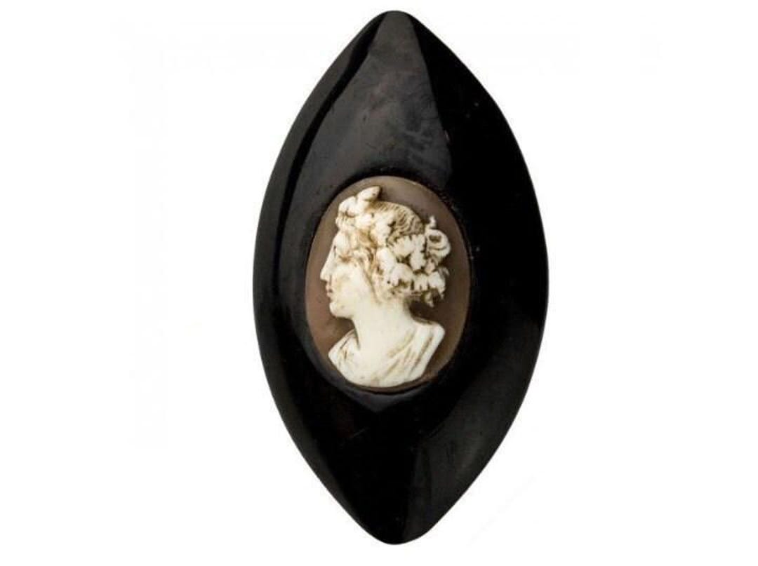 Antique English Whitby Jet & Shell Cameo Victorian Brooch. Pnvc1010 - Etsy