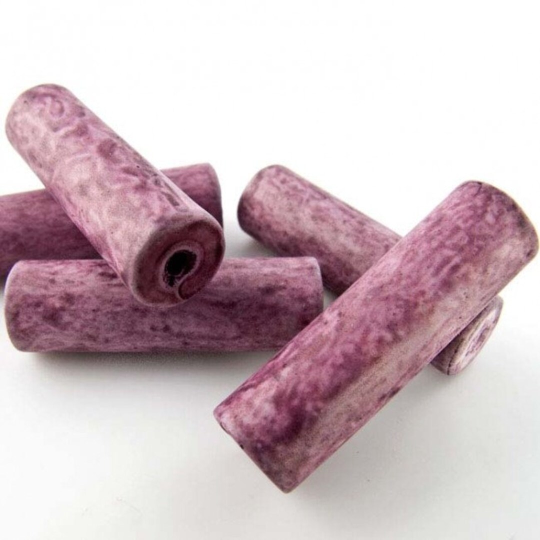 Vintage Rare Japanese Pre-war Miyuki Porcelain Cylinders. 20x6mm. Pkg ...