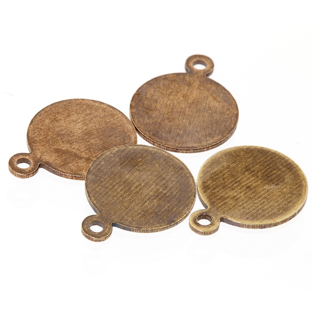 Oxidized Brass Round Tabs With Ring. Glue on to Stones or Cabochons ...
