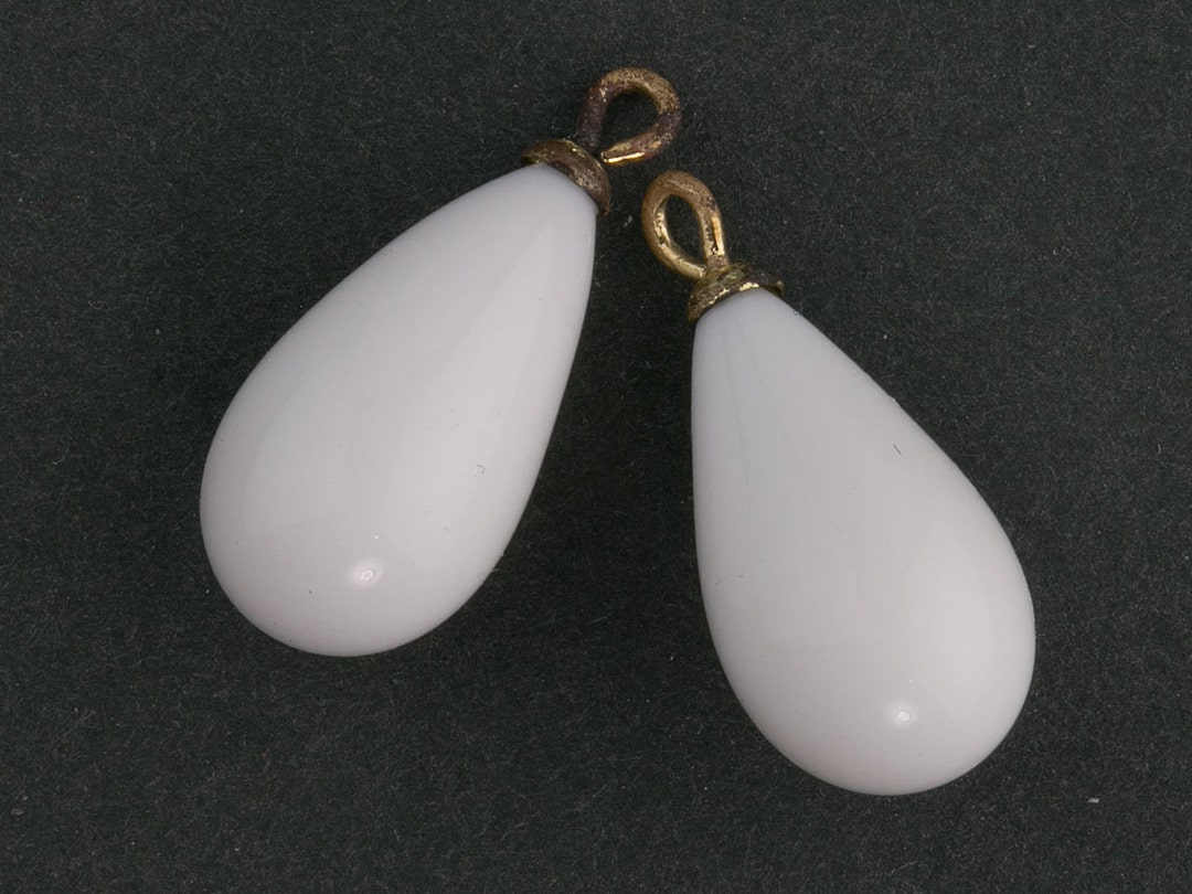 Vintage Japanese White Glass Teardrops. Pkg of 4. B11-bw-0908 - Etsy