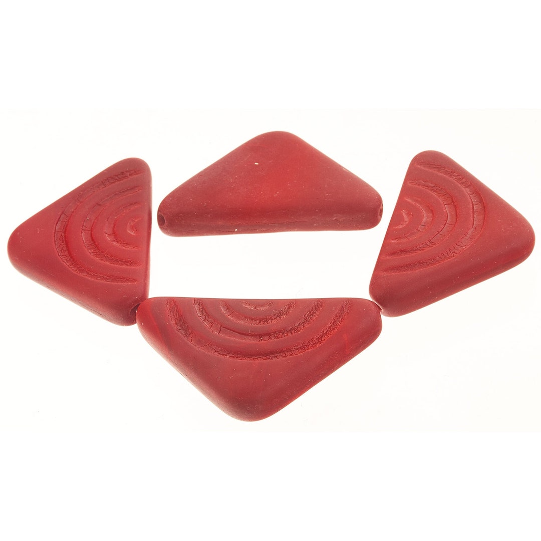 Conus Triangle Beads, Red Glass. Reproduction. 41x26x8mm. Pkg 1. B11-rd ...
