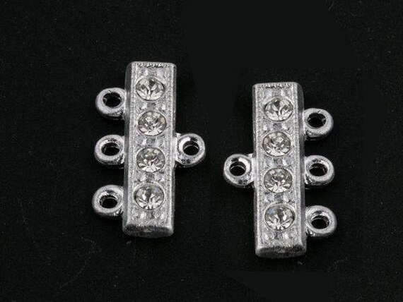 Vintage 3 Ring Rhodium Plated Rhinestone Connector. 18mm Wide. - Etsy
