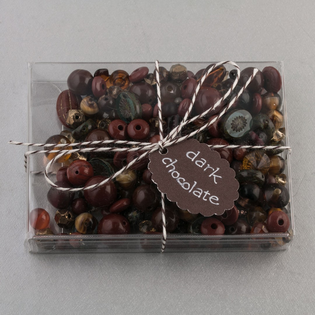 Vintage Glass Bead Mix of Dark Chocolate Color Beads From Europe, Japan ...