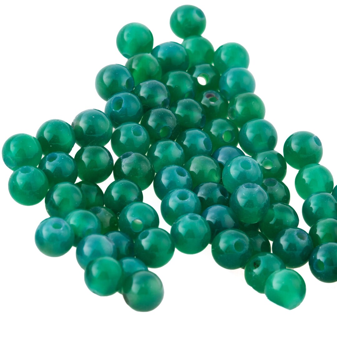 4mm Smooth Translucent Green Onyx Beads. Vintage Stock 1990s. Pkg50. B4 ...