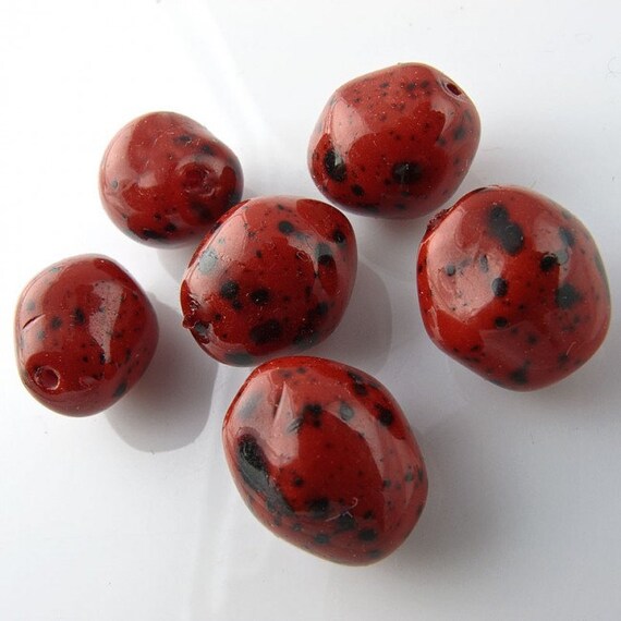 Vintage Speckled Brick Red Glass Nuggets 12x10mm. Pkg of 10. - Etsy