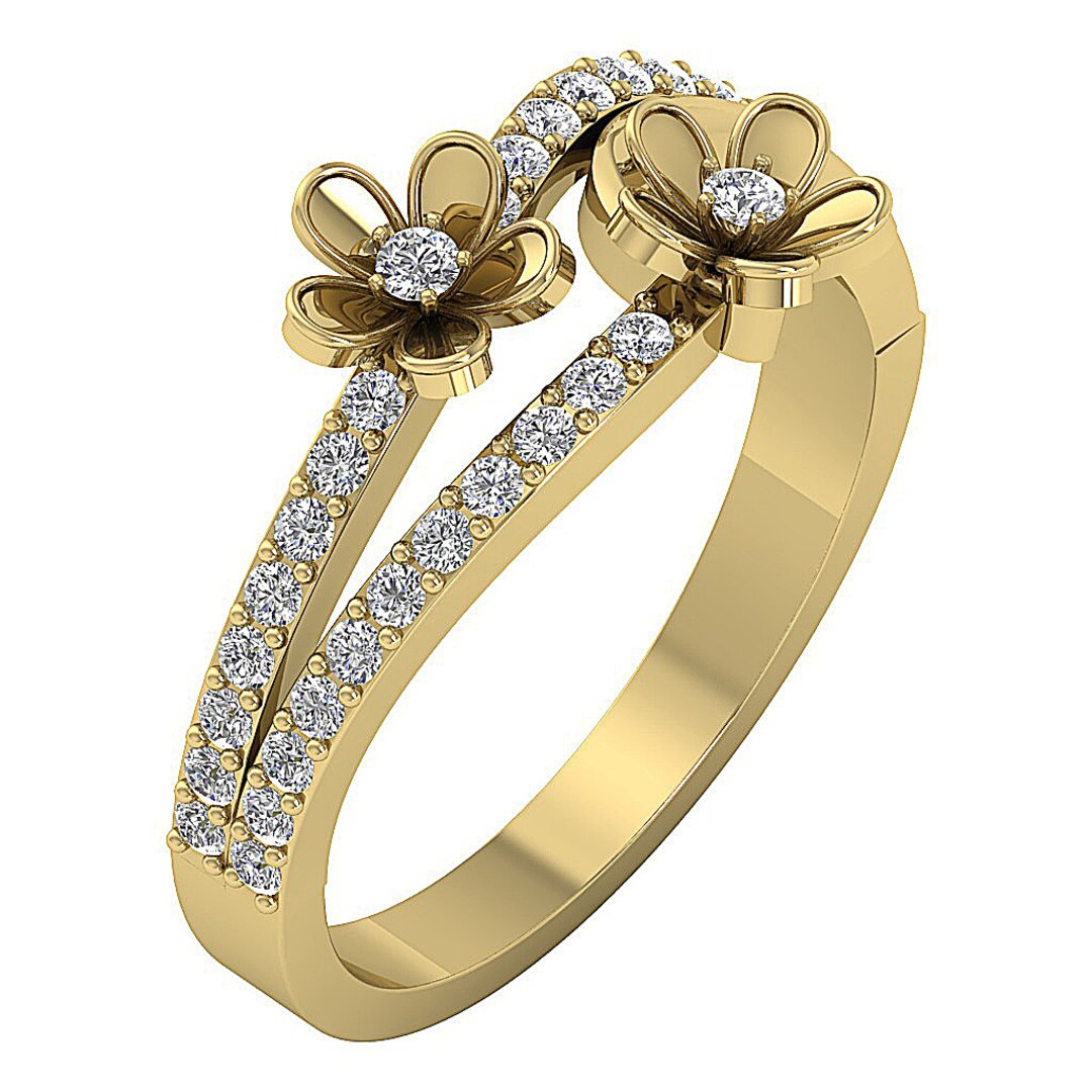 Designer Flower Engagement Ring Round Diamond Jewelry SI1 G 0.50 Ct ...