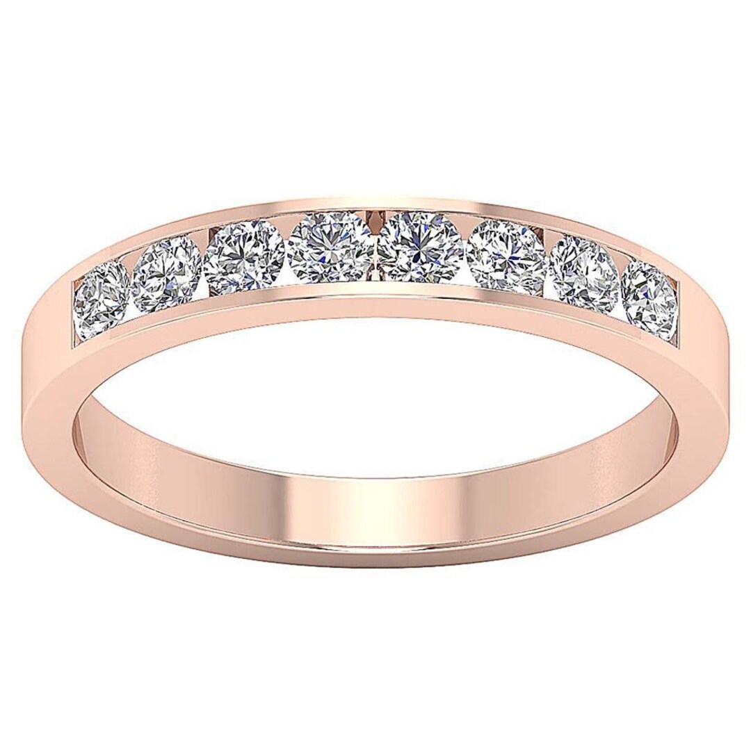 Channel Set Anniversary Wedding Ring SI F 0.55 Carat Natural - Etsy