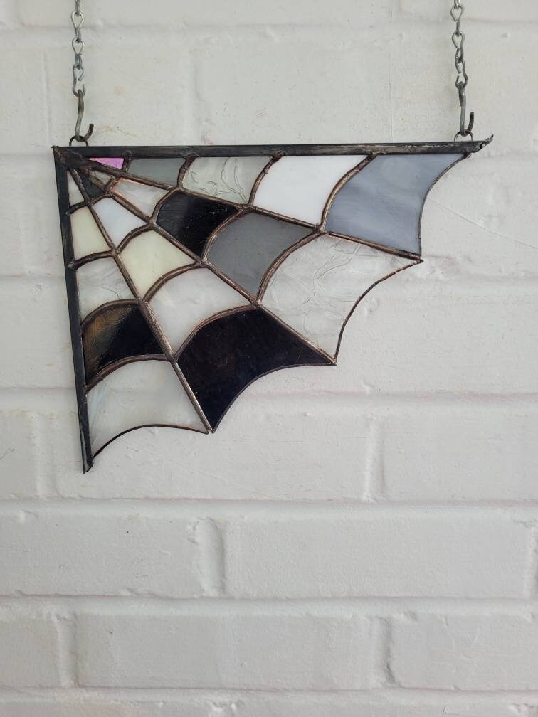 Stained Glass Spiderweb Window Corner | Etsy