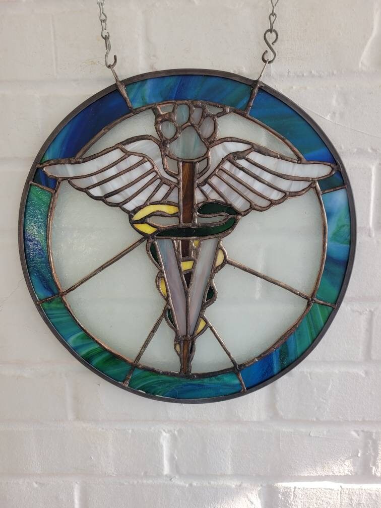 Stained Glass Veterinarian Caduceus — Atlantis Art
