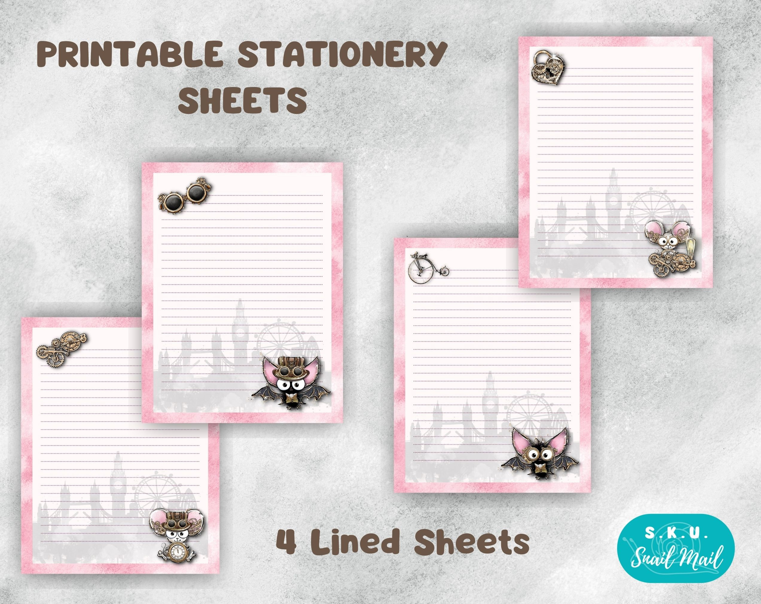 Printable Stationery Set US Letter Size PDF, Instant Download ...