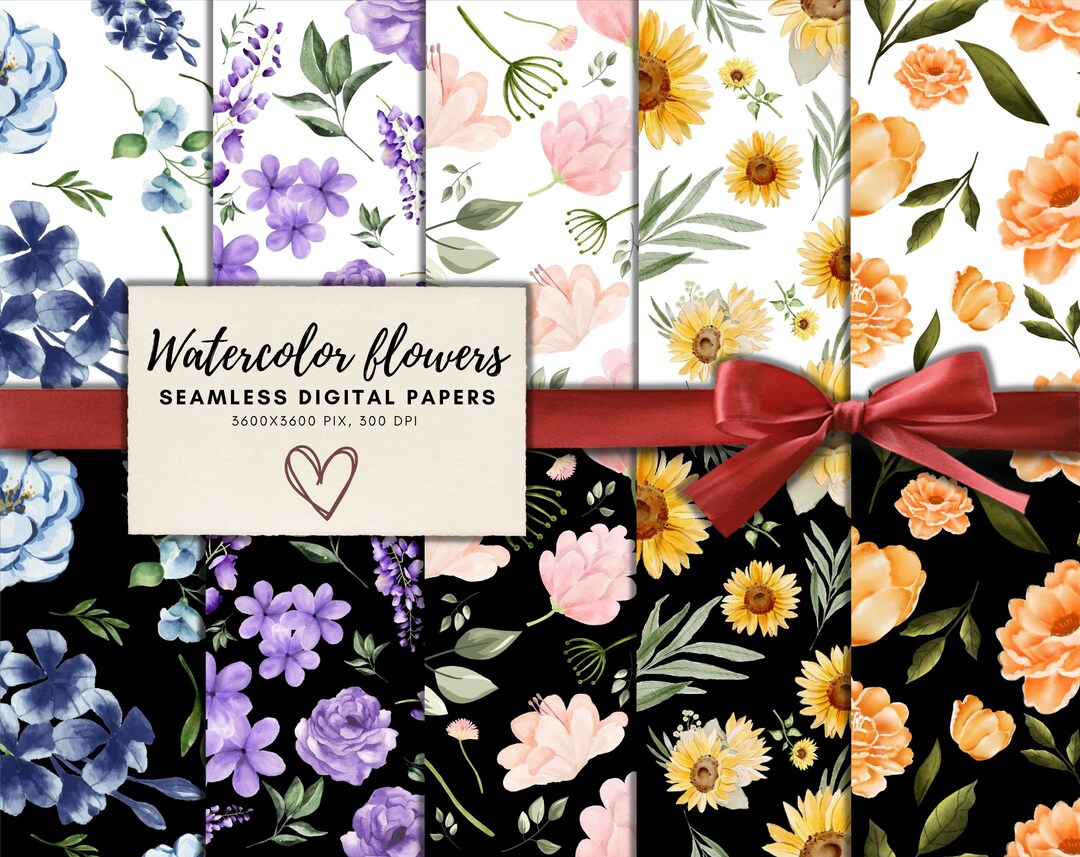 Flowers Digital Paper, Flowers Seamless Pattern, Floral Prints, Flowers ...