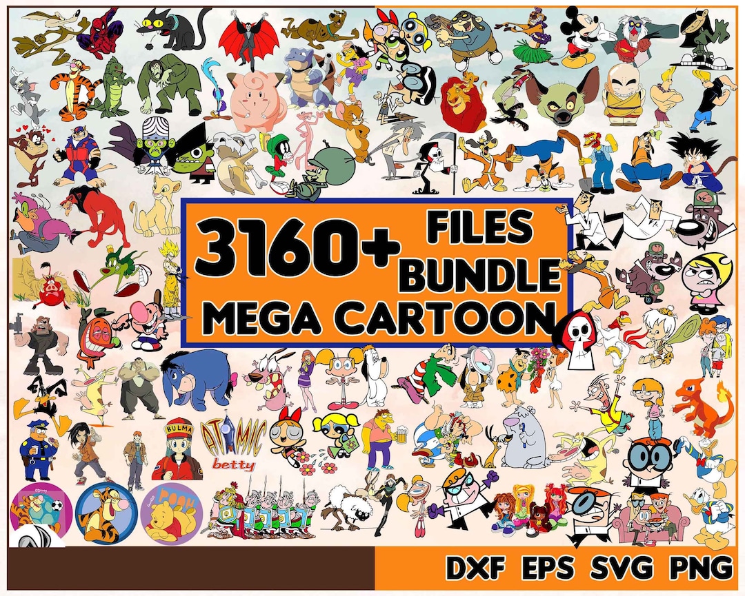 Mega Cartoon Svg Bundle, Cartoon Mega Svg, Silhouette, Cricut, Cartoon ...