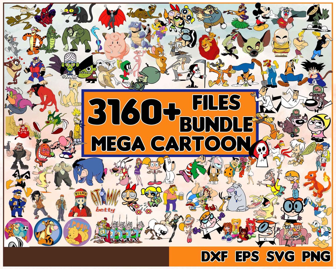 Mega Cartoon Svg Bundle, Cartoon Mega Svg, Silhouette, Cricut, Cartoon ...