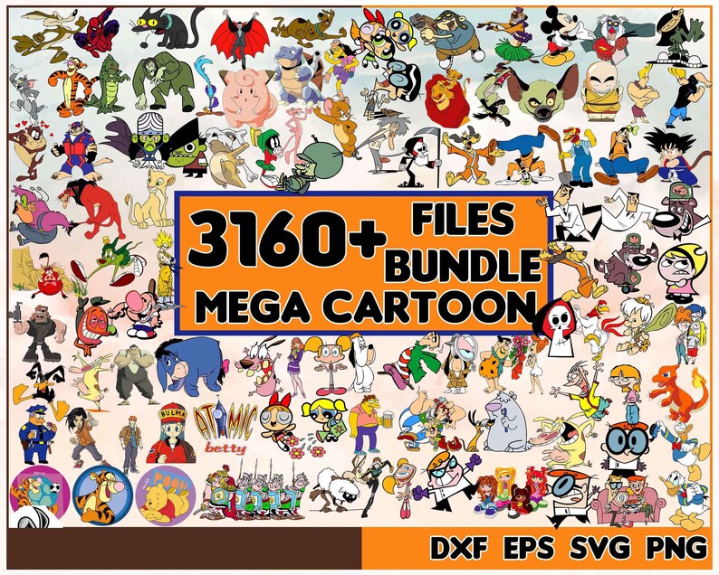 Mega Cartoon Svg Bundle, Cartoon Mega Svg, Silhouette, Cricut, Cartoon ...