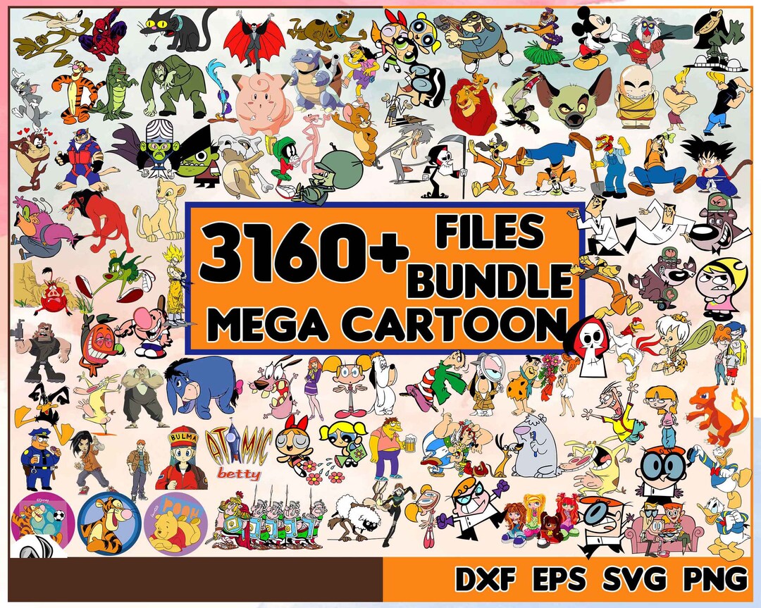 Mega Cartoon Svg Bundle, Cartoon Mega Svg, Silhouette, Cricut, Cartoon ...