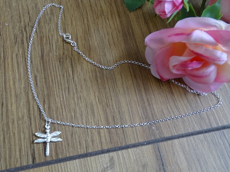 Sterling Silver Dragonfly Necklace Fine Chain and Dragonfly - Etsy UK