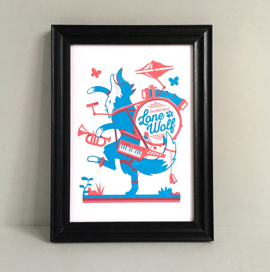 Lone Wolf Art Print Wolf Screen Print A4 Screen Print - Etsy