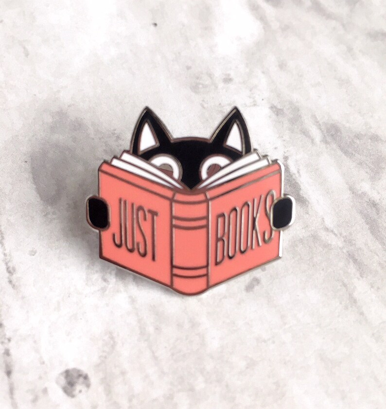 Book Enamel Pin Cat Enamel Pin Cat Brooch Cat Lover Gift | Etsy