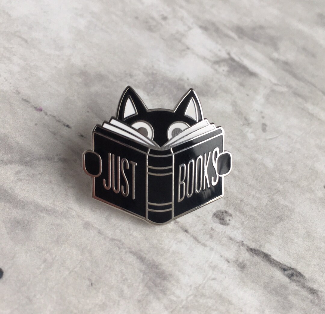 Book Enamel Pin Cat Enamel Pin Cat Brooch Cat Lover Gift - Etsy