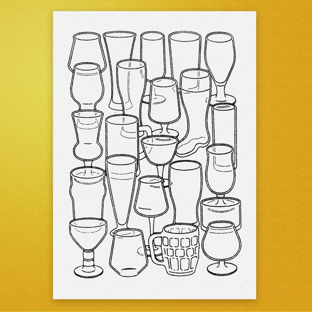 Beer Glasses Print Beer Screen Print Beer Poster Beer Lover Gift Beer ...