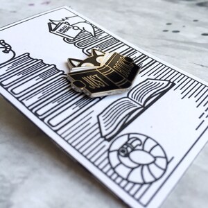 Book Enamel Pin Cat Enamel Pin Cat Brooch Cat Lover Gift - Etsy