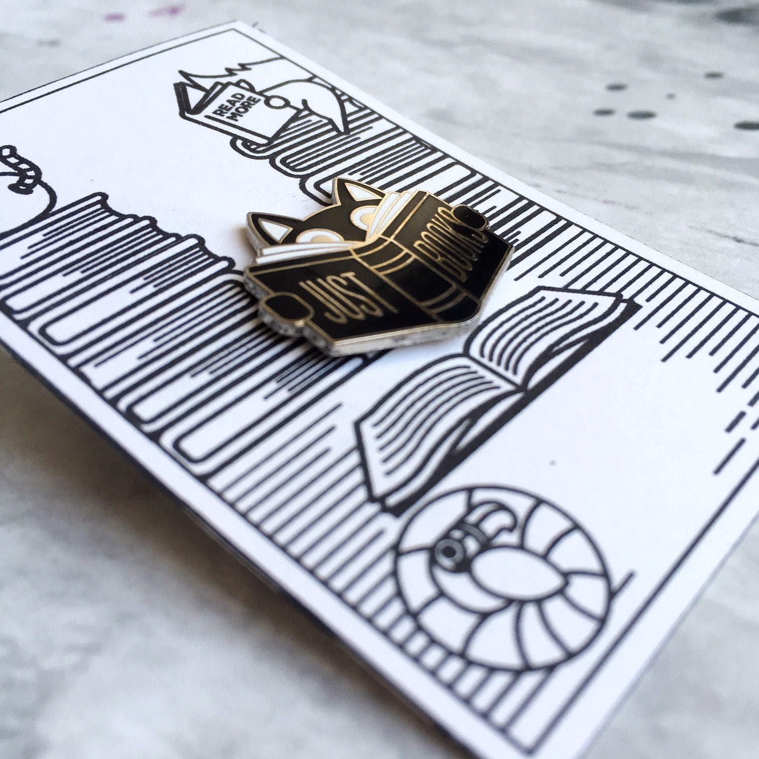 Book Enamel Pin Cat Enamel Pin Cat Brooch Cat Lover Gift | Etsy