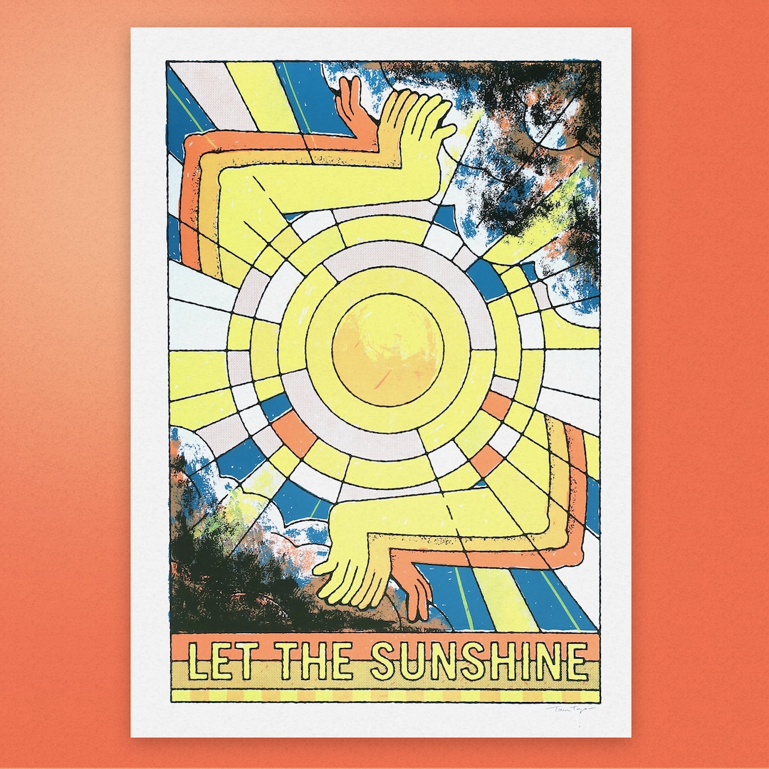 Sunshine Screen Print Sun Screen Print Let the Sunshine A3 Screen Print ...