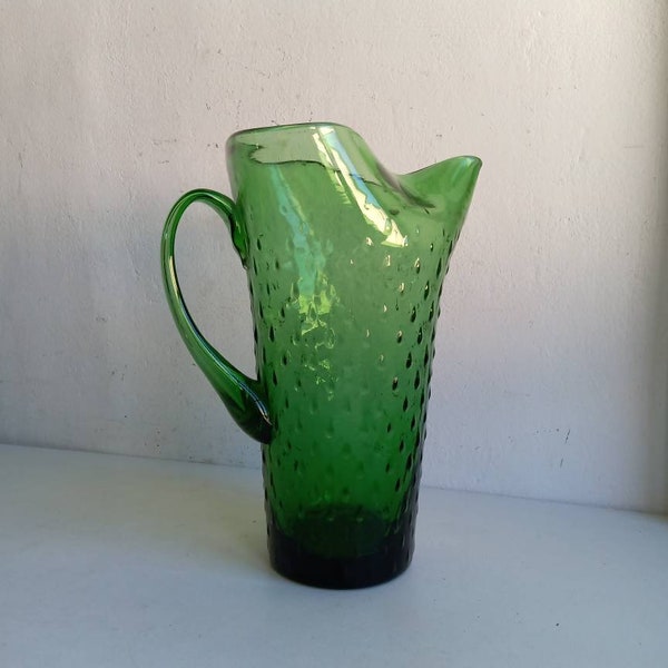 Green Glass Jug - Etsy