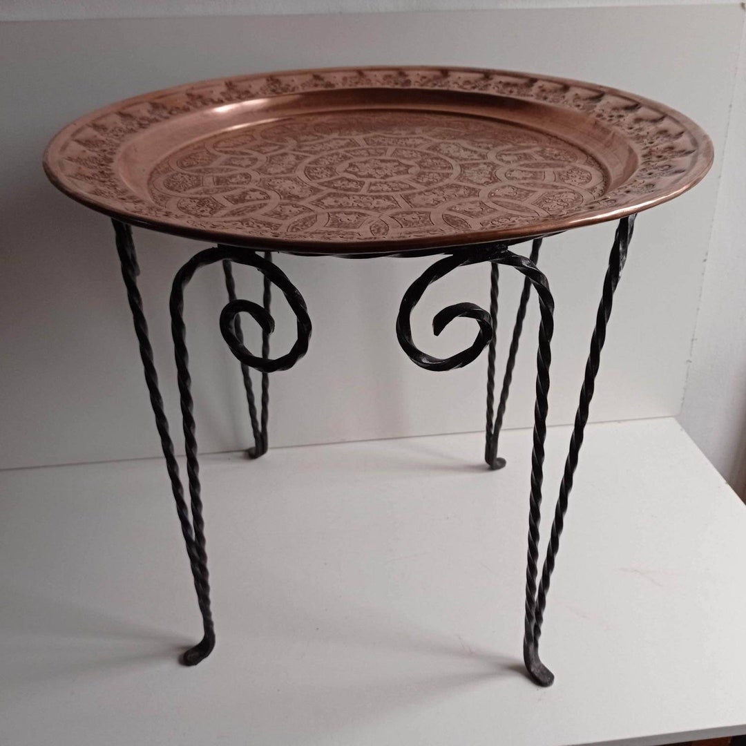 Vintage Moroccan / North African / Islamic Hand Hammered Copper Table ...