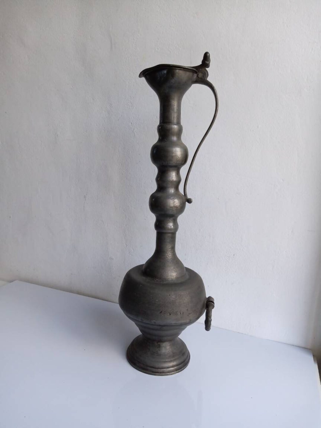 Tall French Antique Pewter, Long Necked Ewer / Pitcher / Wine Serving ...
