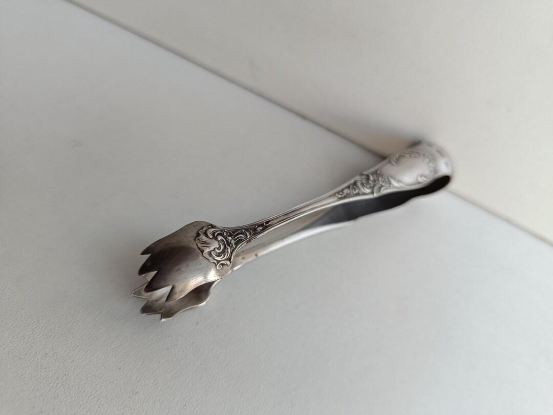 Small French Art Nouveau With Empire Styling Silver Plated Claw Tongs ...