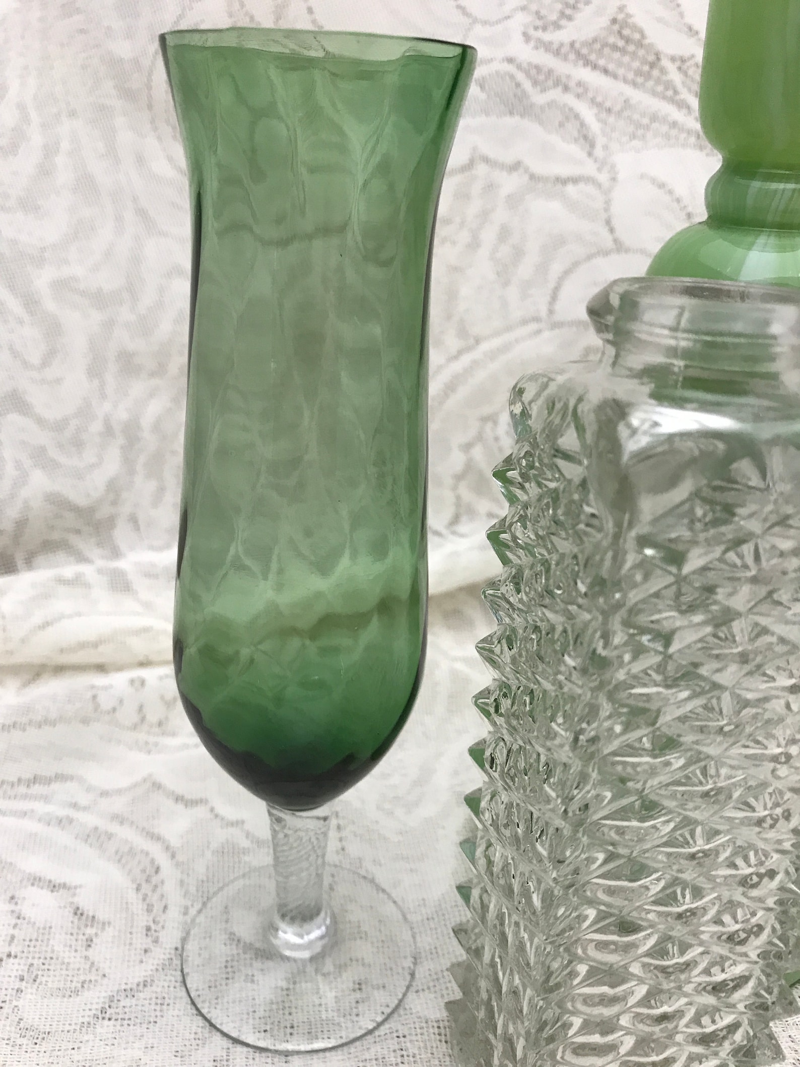 Green and Clear Vases Three Different Types of Vase Three - Etsy