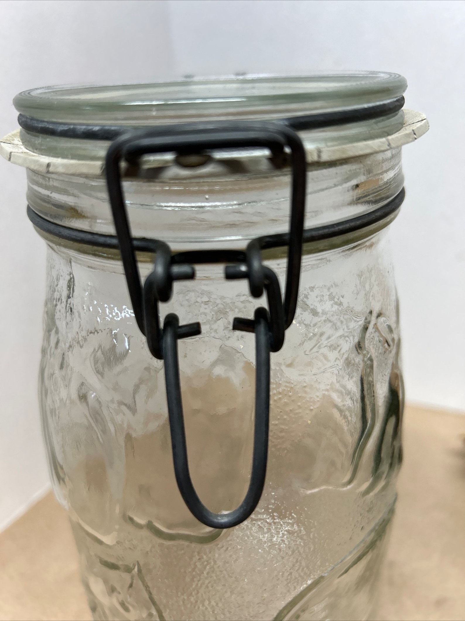 Wheaton Fruit Embossed Clear Canning Jar W/ Wire Bail Closure Lid ...
