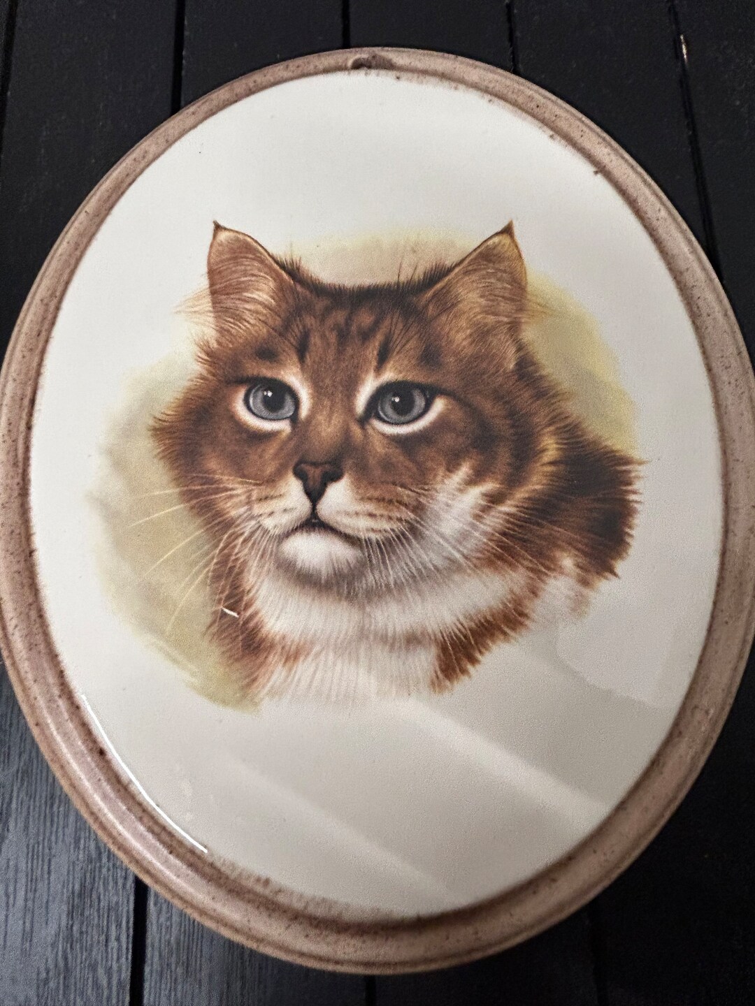 Cat Art Plaque, Vintage Ceramic Plaque With Gorgeous Orange Tabby Cat ...