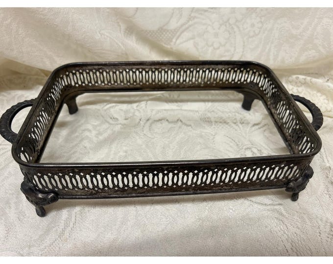 Vintage I.S. Co. Ornate Plated Casserole Cradle, Handles & Claw Feet ...