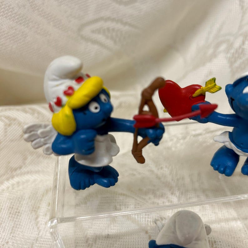Vintage Peyo Smurfs: Valentine Cupid Figurines, Made in Portugal 1981 ...